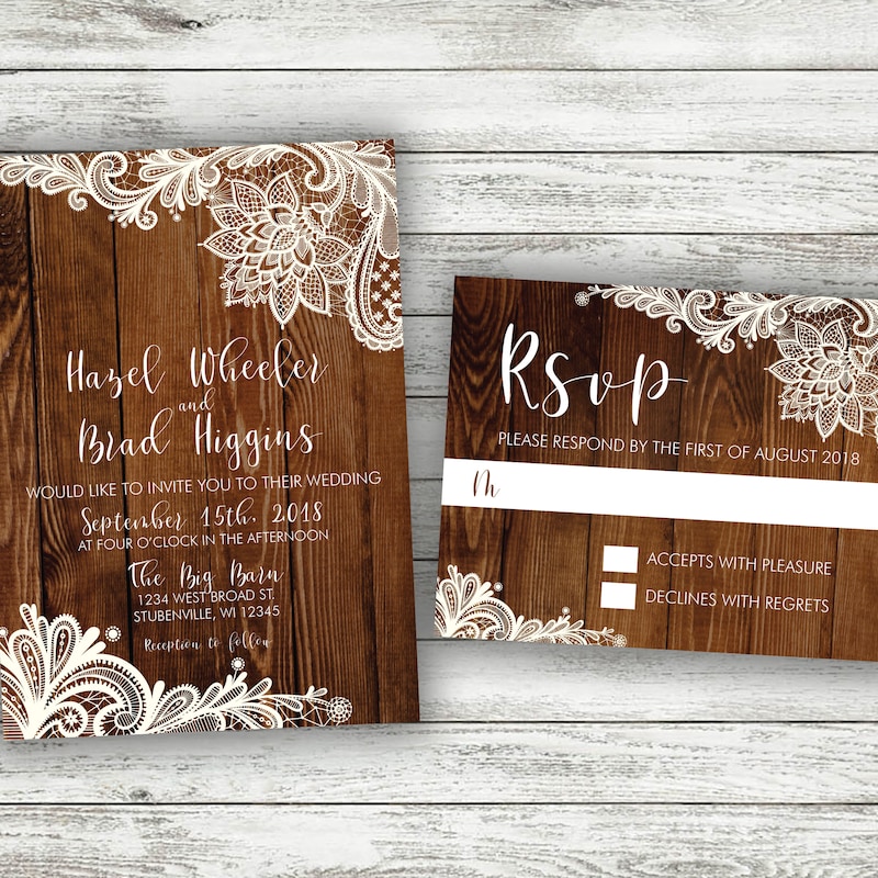 Lace Wedding Invitations - Etsy