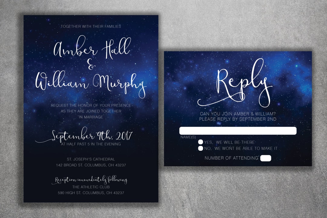 Stars Wedding Invitation, Night Sky Wedding Invitation, Stars, Summer ...