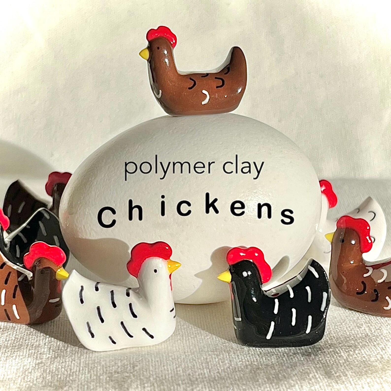 Miniature Chickens! - Handmade Polymer Clay Trinket/knickknack - White ...