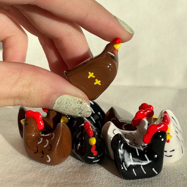 Miniature Chickens! - Handmade Polymer Clay Trinket/knickknack - White ...