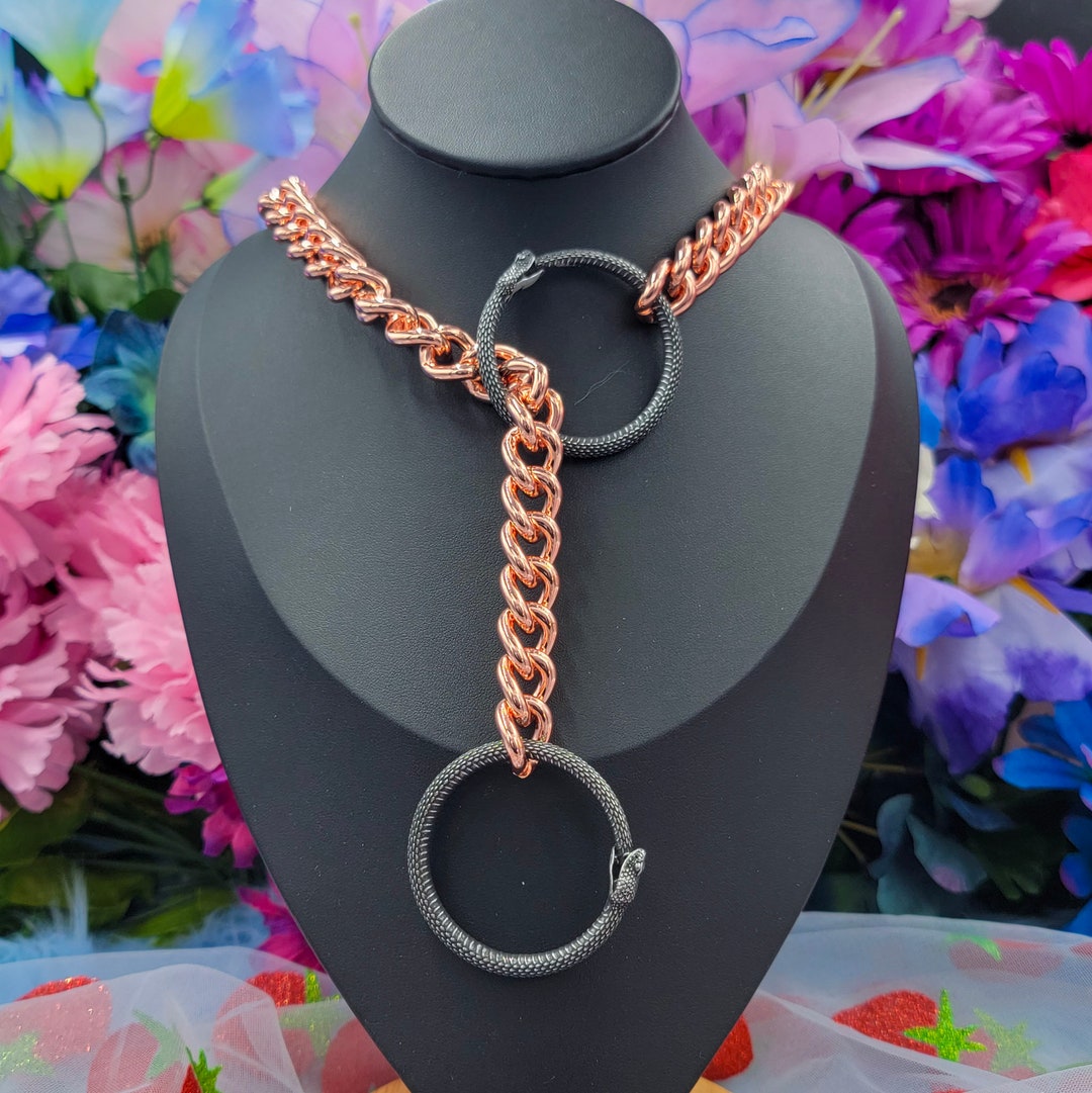 Rose Gold - Snake Ouroboros O-ring Slip Chain / Fidget Choker/collar - Etsy