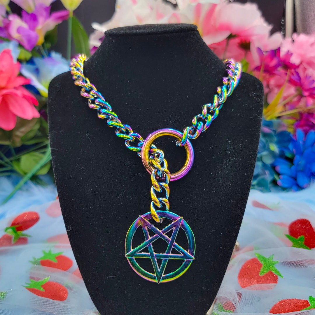 Rainbow Metal - Pentacle O-ring Slip Chain / Fidget Choker/collar - Etsy