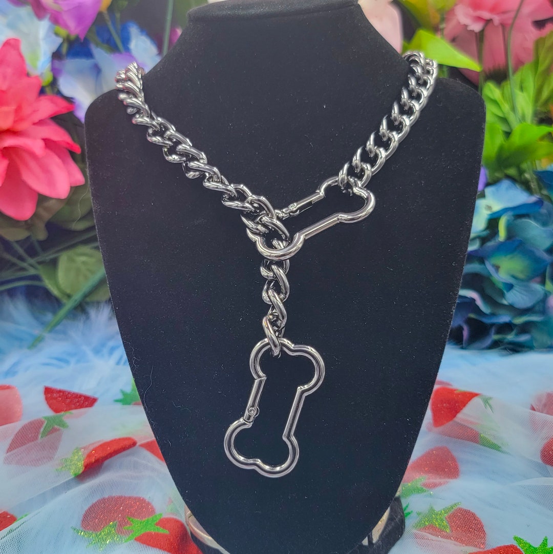 Gunmetal - Bone Ring Slip Chain / Fidget Choker/collar - Etsy