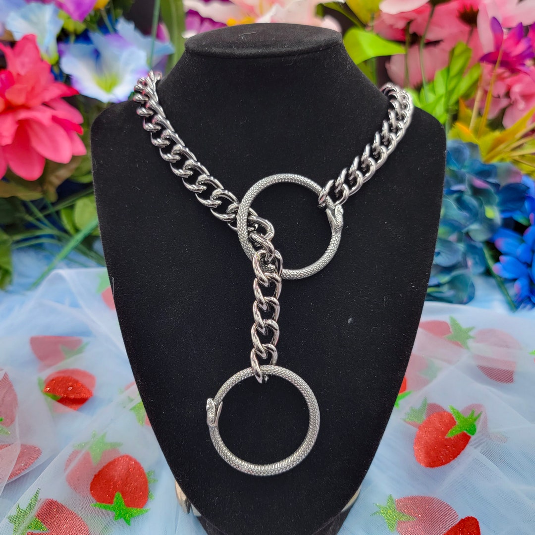 Gunmetal - Snake Ouroboros O-ring Slip Chain / Fidget Choker/collar - Etsy