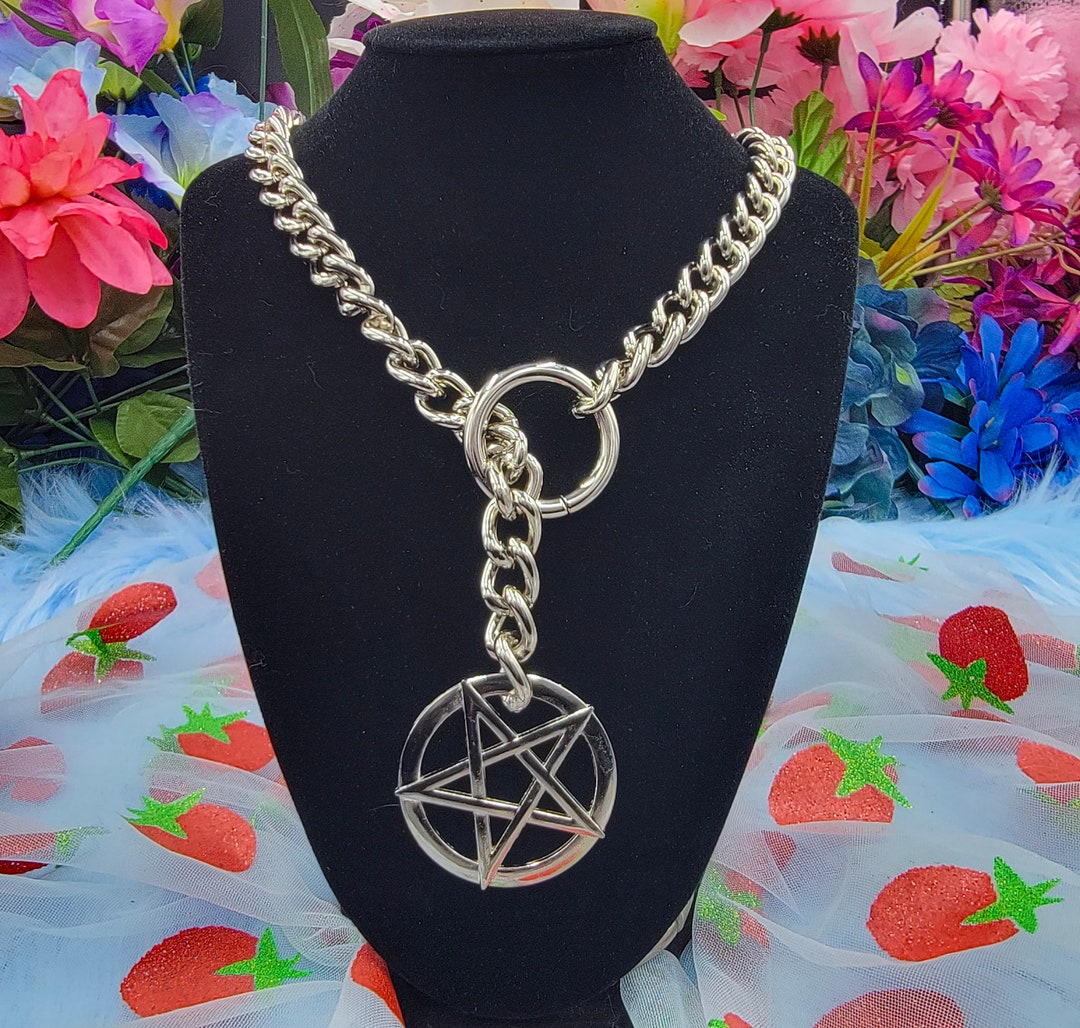 Silver - Pentacle O-ring Slip Chain / Fidget Choker/collar - Etsy