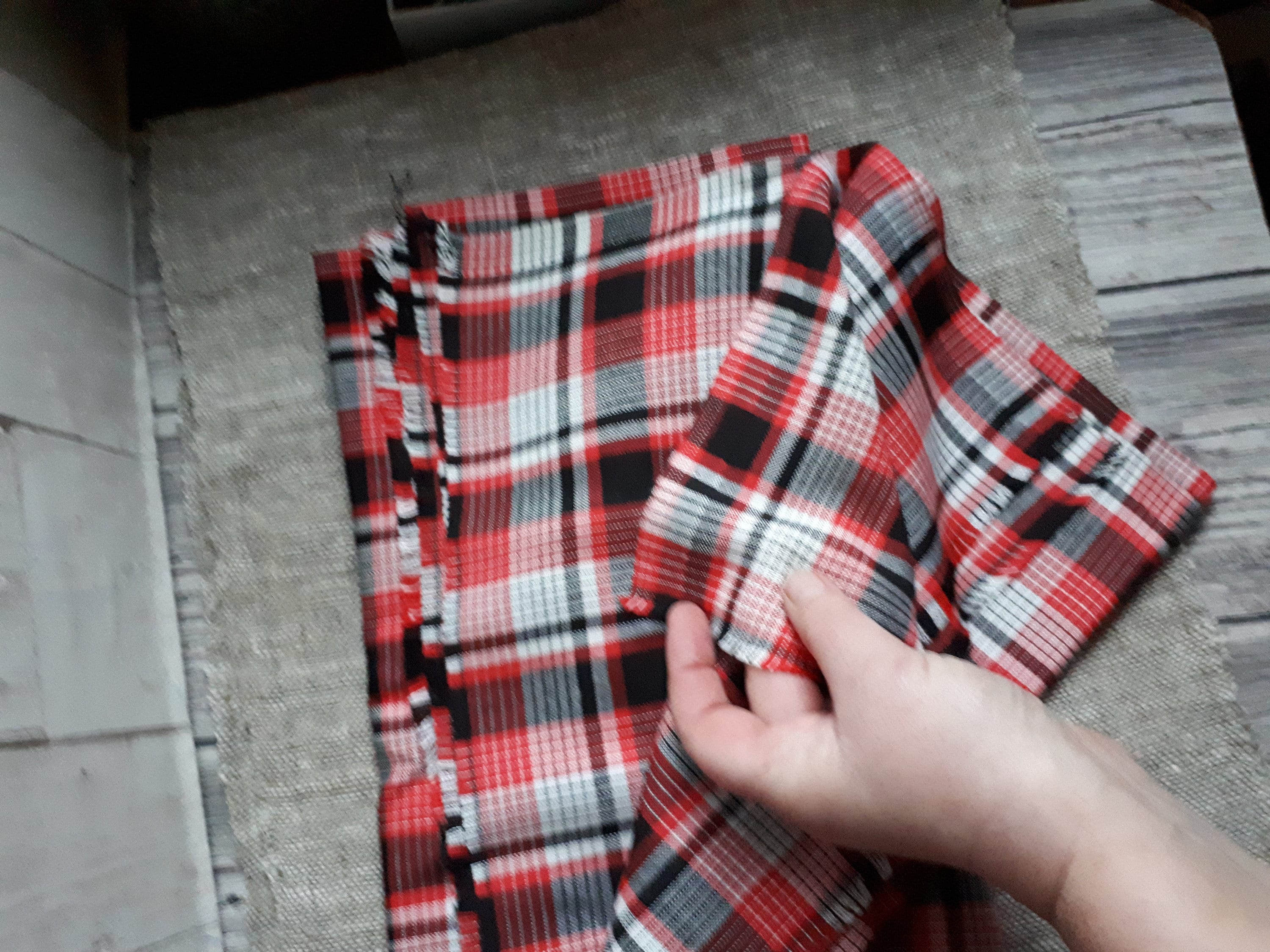 Vintage checkered fabric red/black/white cotton fabric | Etsy