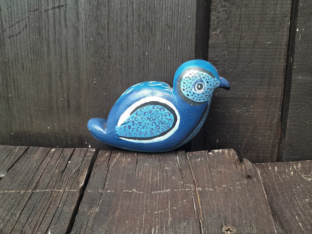 Vintage Blue Bird Figurins Decorative Plaster Bird - Etsy