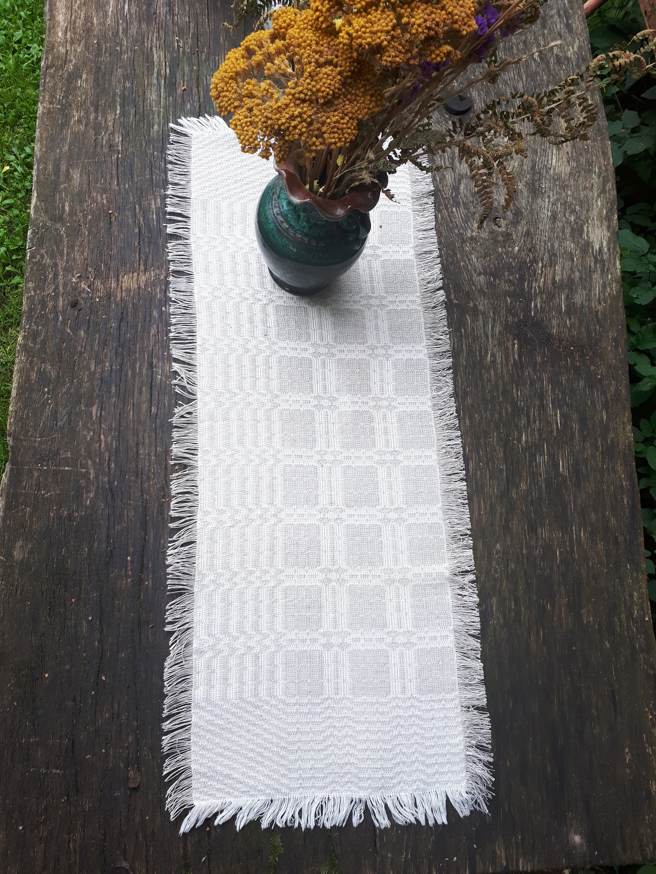 Vintage Linen Table Runner, Scandinavian Table Decor, Grey Linen ...