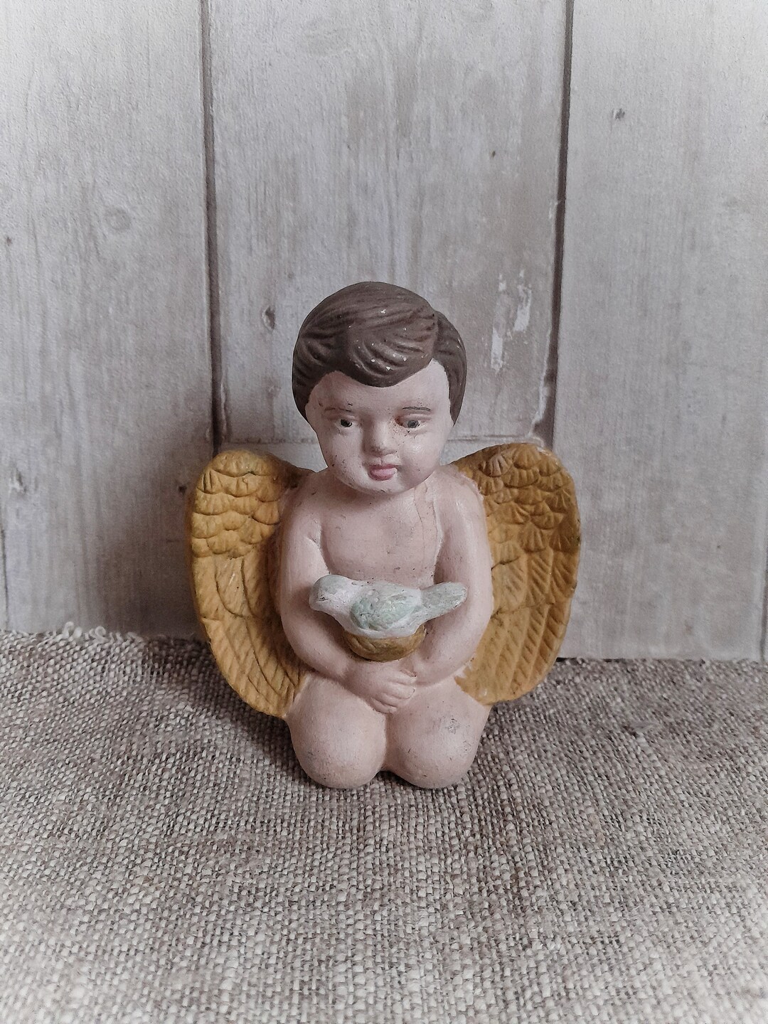 Vintage Ceramic Angel Figurine, Sitting Angel Statue, Home Decor Angel ...