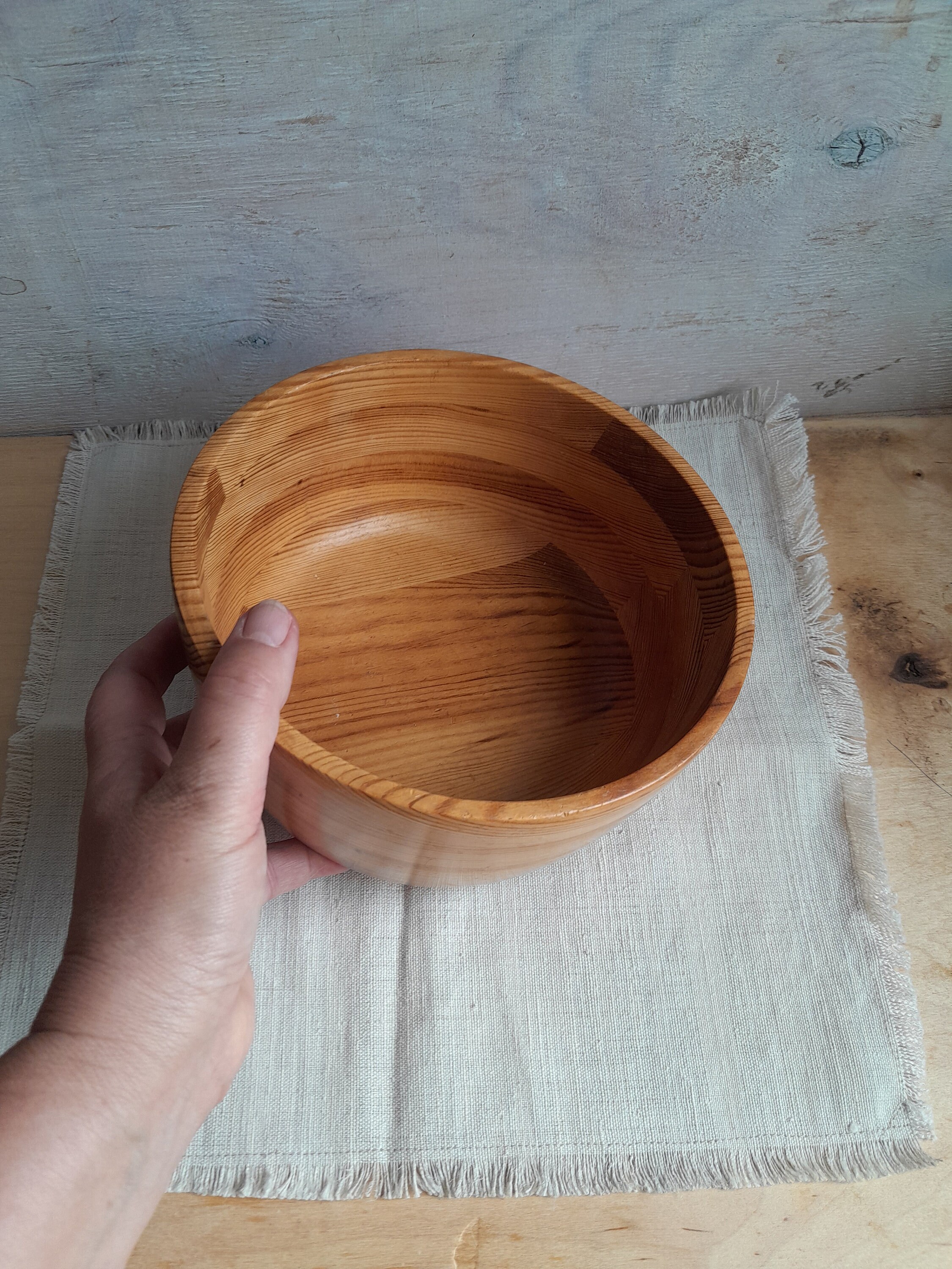 Vintage Wooden Bowl Rustic Farmhouse Kitchen Decor Bowl 7" D - Etsy