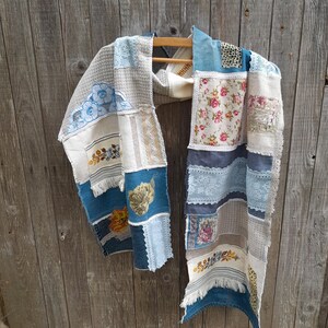 Boho Patchwork Scarf, Upcycled Scarf Boho Chic Wrap OOAK - Etsy