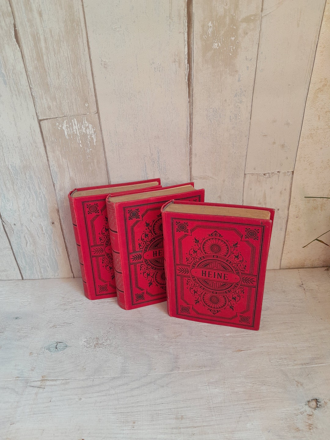 Old Red Books, Antique Heinrich Heine Werke German Books Set ...