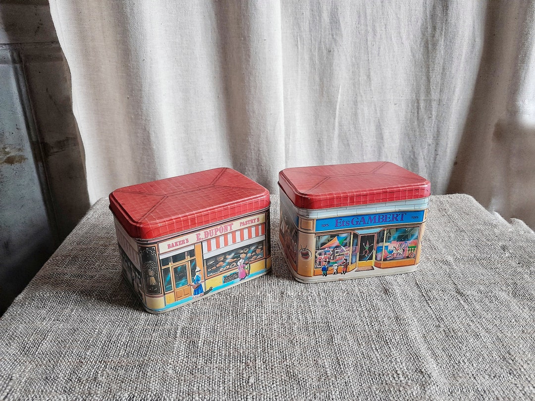 House Shaped Tin Pair Vintage Store Shaped Tin Boxes Set of 2 - Etsy