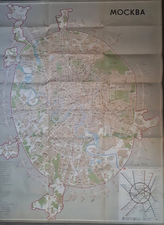 Vintage Moscow Map Moscow City Guide Map From 1980s Old Map | Etsy