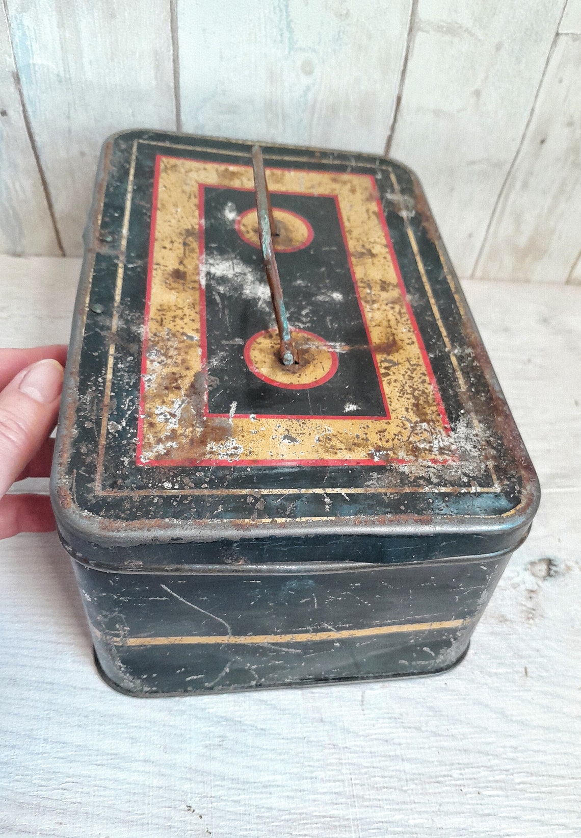 Antique Large Tin Box With Handle John Buchanan Bros Confectionery Box ...