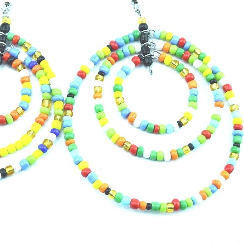 Handmade Africa Jewelry Multi Color Maasai Bead Loop Earring - Etsy