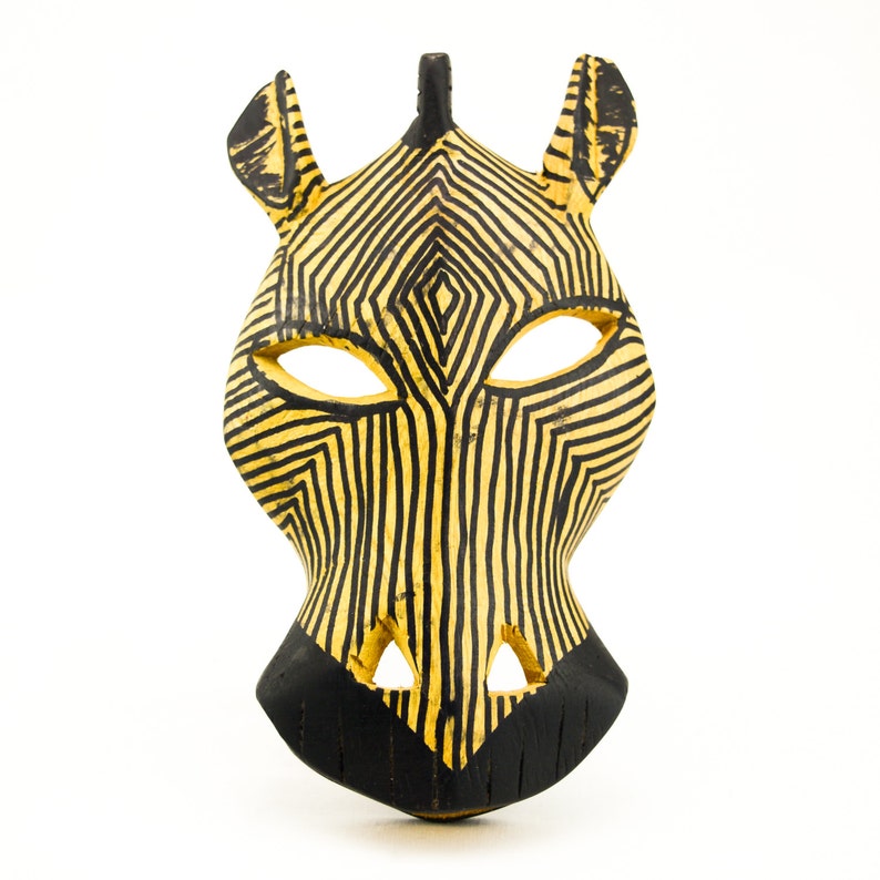 African Hand Carved Wood Zebra Mask - Etsy