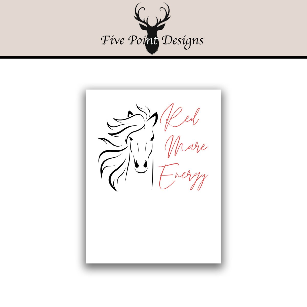 Red Mare Energy Digital Tshirt Art - Etsy