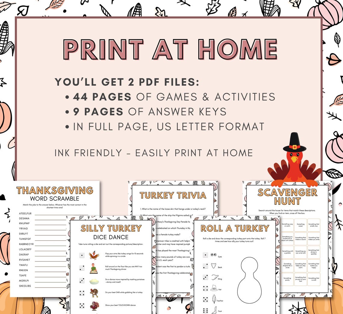 Thanksgiving Printable Games | Thanksgiving Party Games for Adults ...