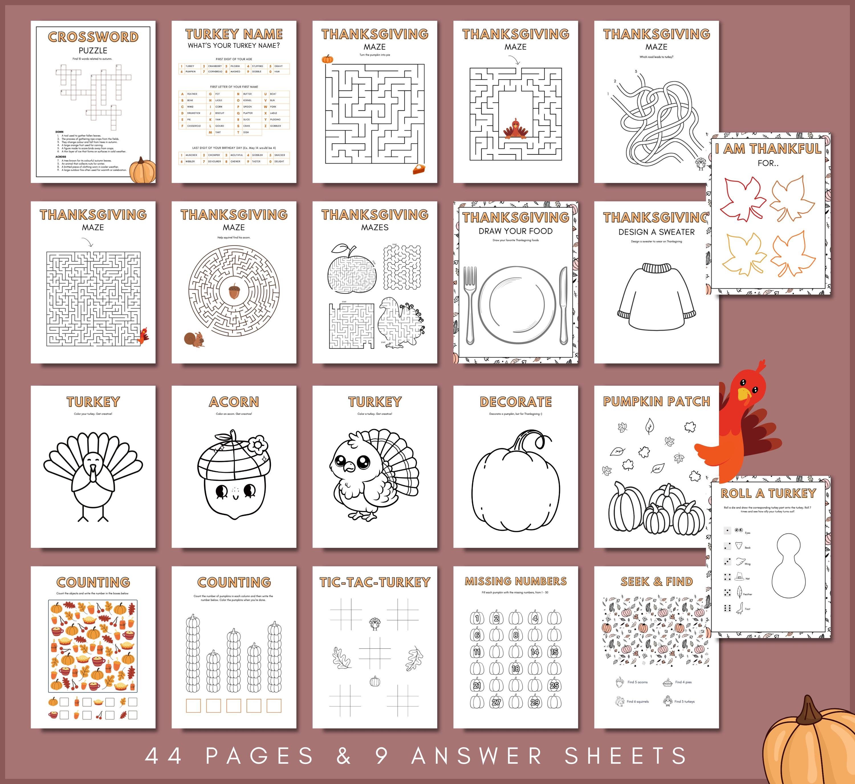 Thanksgiving Printable Games | Thanksgiving Party Games for Adults ...