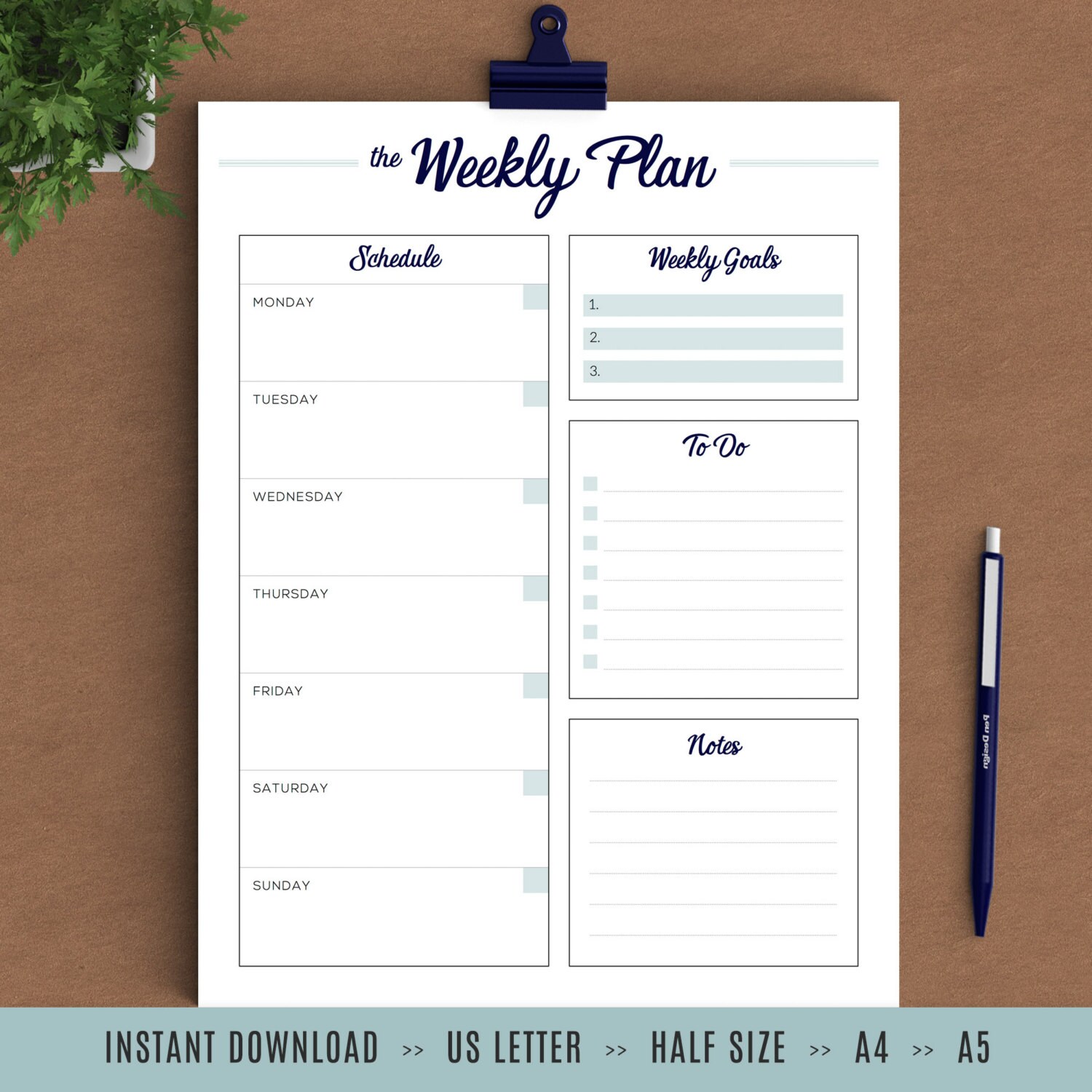 Printable Weekly Planner to Do List Weekly Planner US - Etsy UK