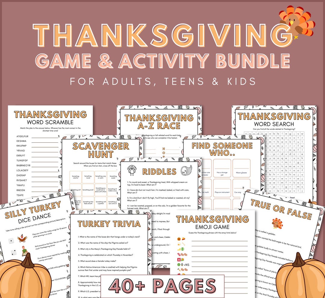 Thanksgiving Printable Games | Thanksgiving Party Games for Adults ...