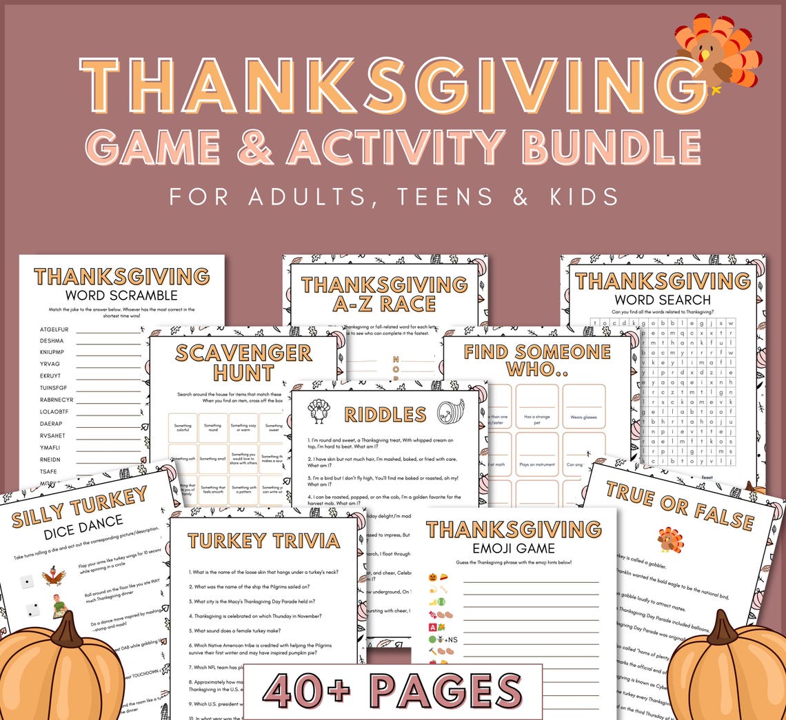 Thanksgiving Printable Games | Thanksgiving Party Games for Adults ...