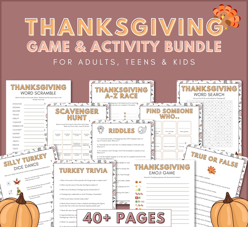Thanksgiving Printable Games | Thanksgiving Party Games for Adults ...
