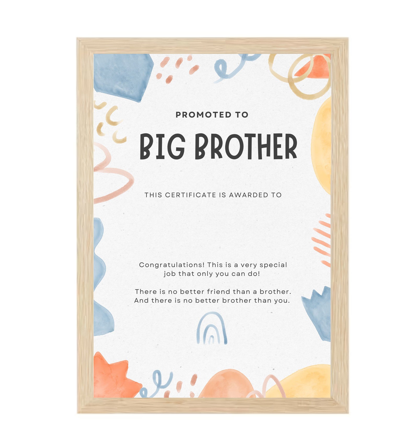 Big Brother Gift - Printable Certificate and Badge for a New Big ...