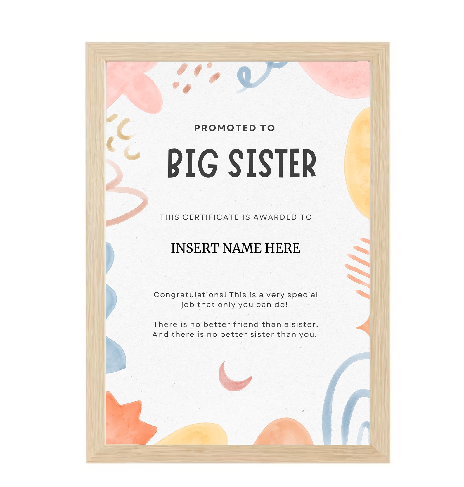 Big Sister Gift - Printable Certificate and Badge for a New Big Sister ...
