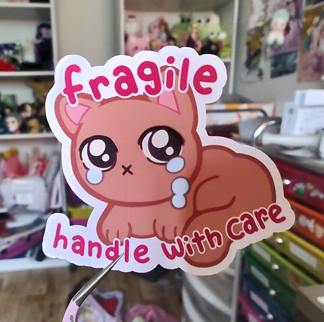 Fragile Handle With Care 2.5" Cat Sticker - Etsy