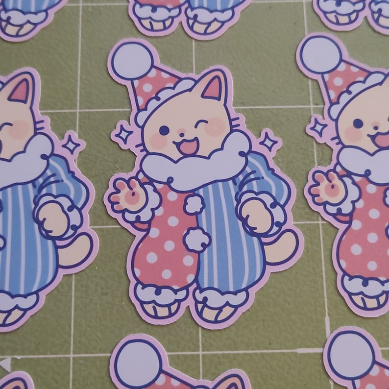 Clown Kitty 2.5" Stickers - Etsy