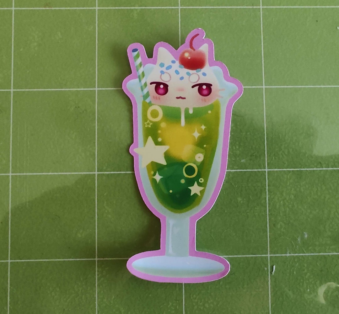 3d Melon Soda Float Cat 2.5" Sticker - Etsy