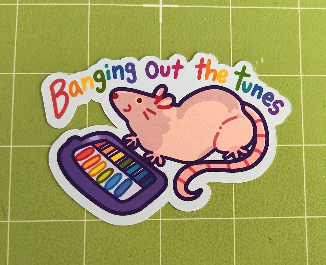 Neil Banging Out the Tunes Rat 3" Sticker - Etsy