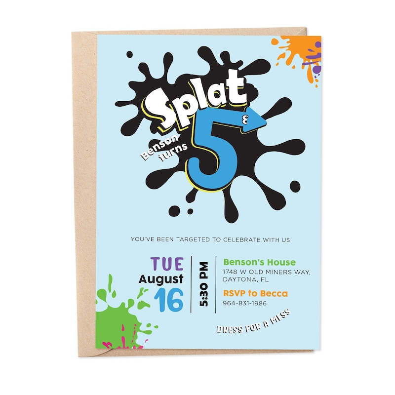 Splatoon Party Invitations - Etsy