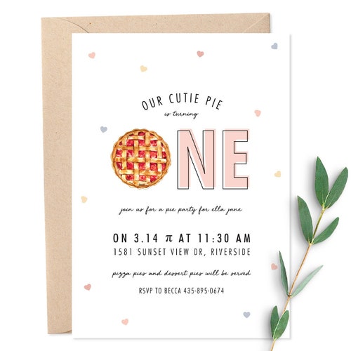 Cutie Pie Party Invitation / One Year Old Birthday Party | Etsy