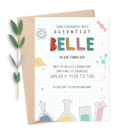 Science Birthday Invitation for Kids Custom Digital | Etsy