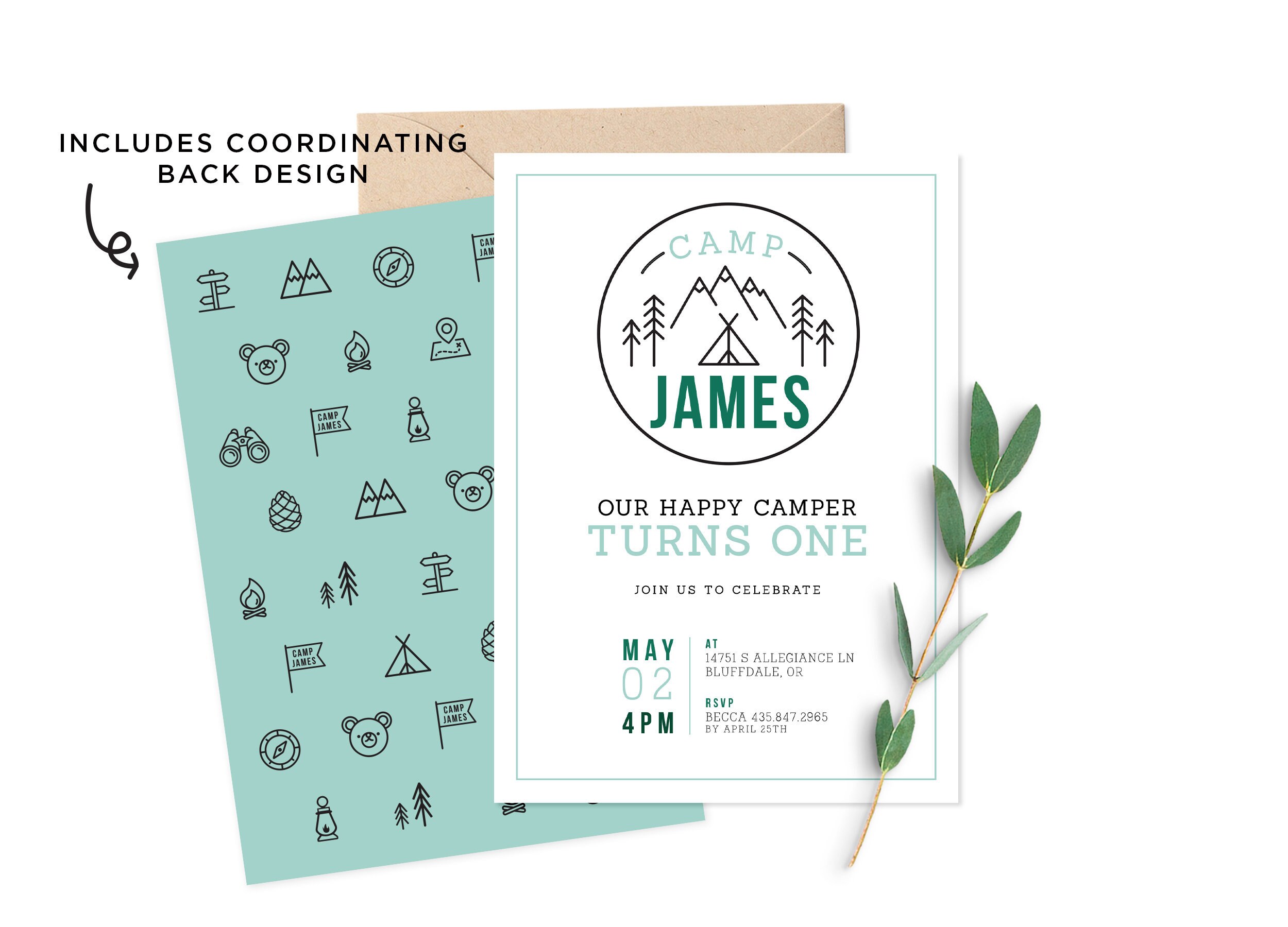 Camping Birthday Party Invitation / Modern Camp Adventurous Outdoors ...