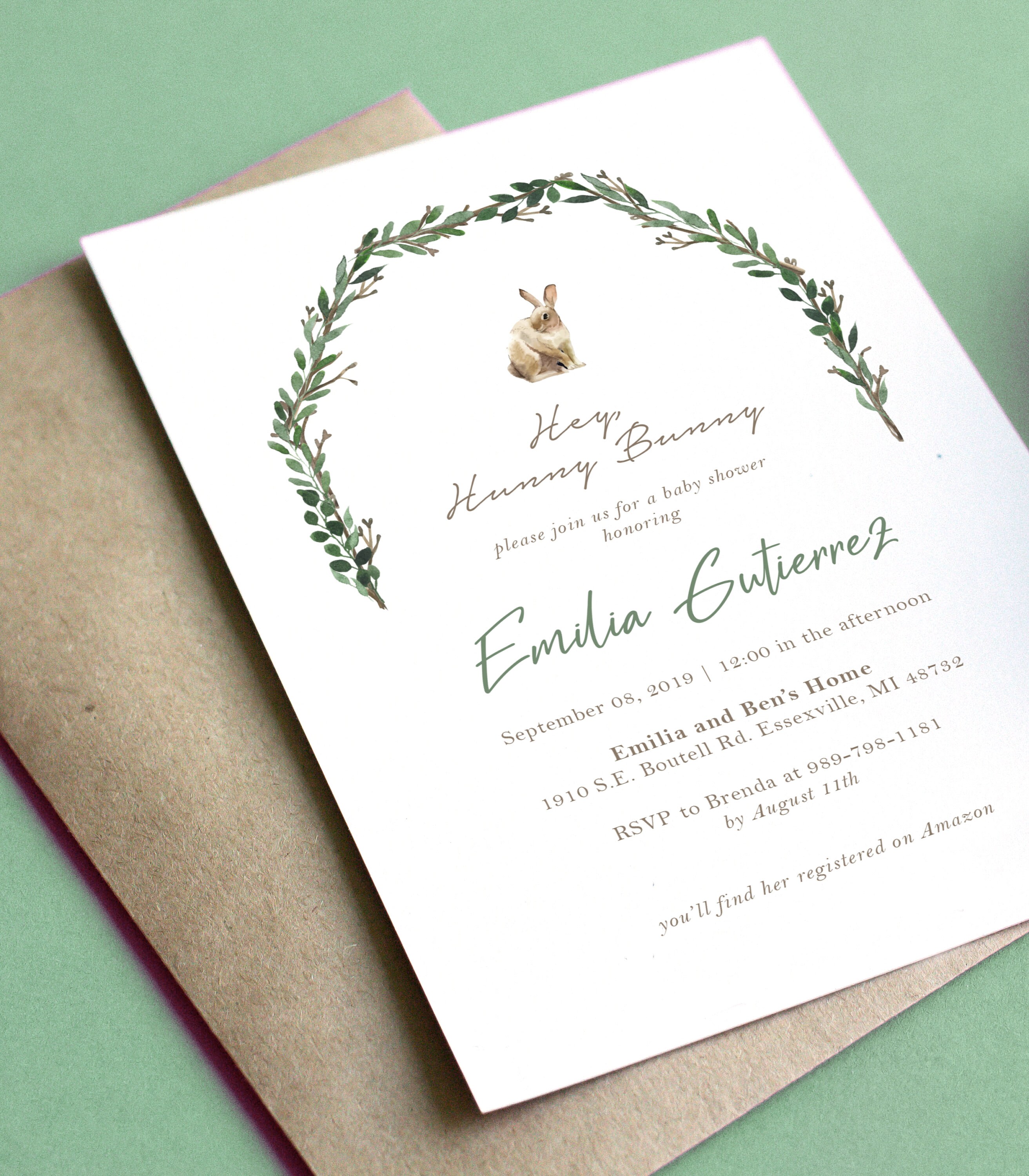 Hey Hunny Bunny Baby Shower Invitation / Gender Neutral Classy Peter ...