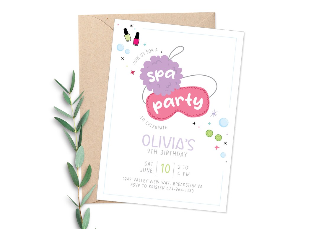 Spa Birthday Party Invitation / Nail Polish Manicure Pedicure Invite ...