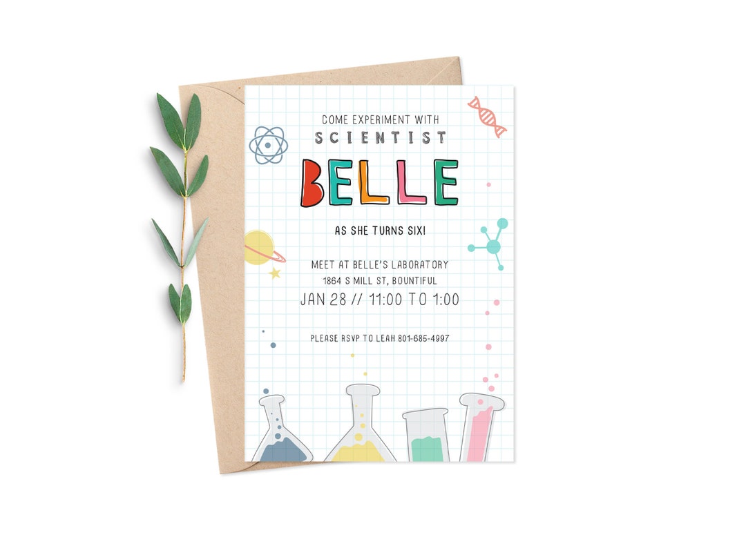 Scientist Lab Birthday Party Invitation / Science Experiment Kids ...