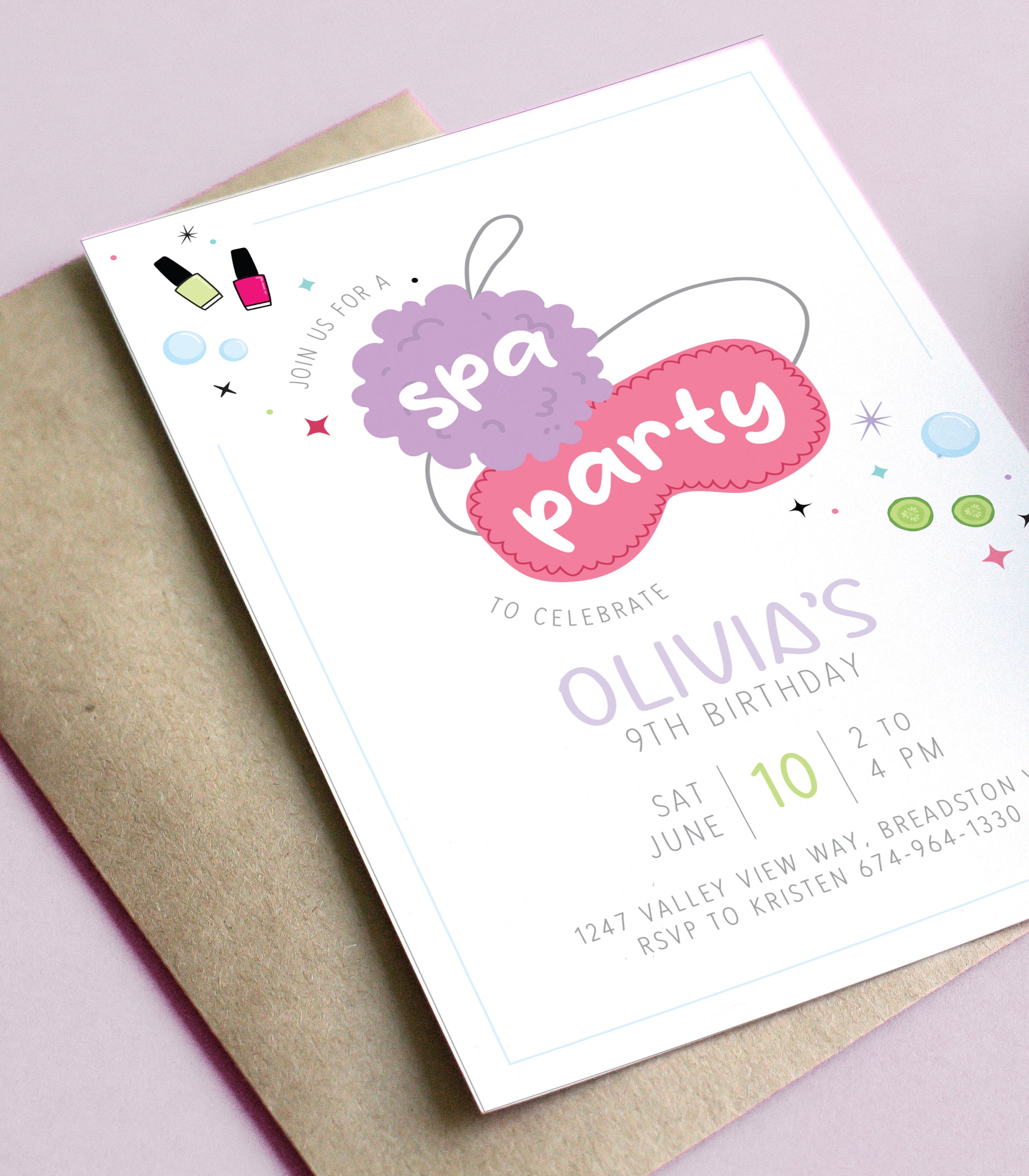 Spa Birthday Party Invitation / Nail Polish Manicure Pedicure Invite ...