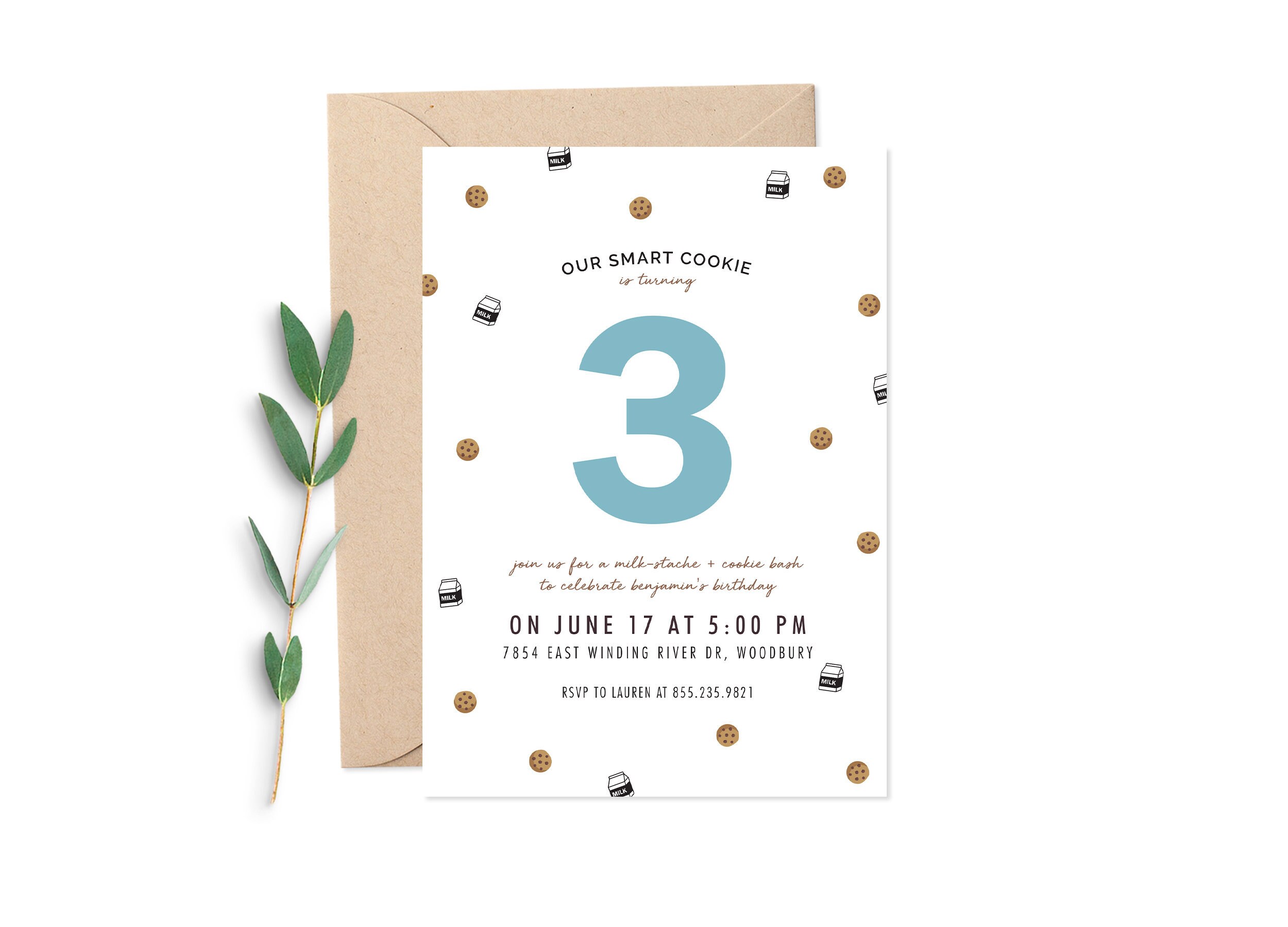 Milk and Cookies Party Invitation / One Smart Cookie Milk-stache Cookie ...