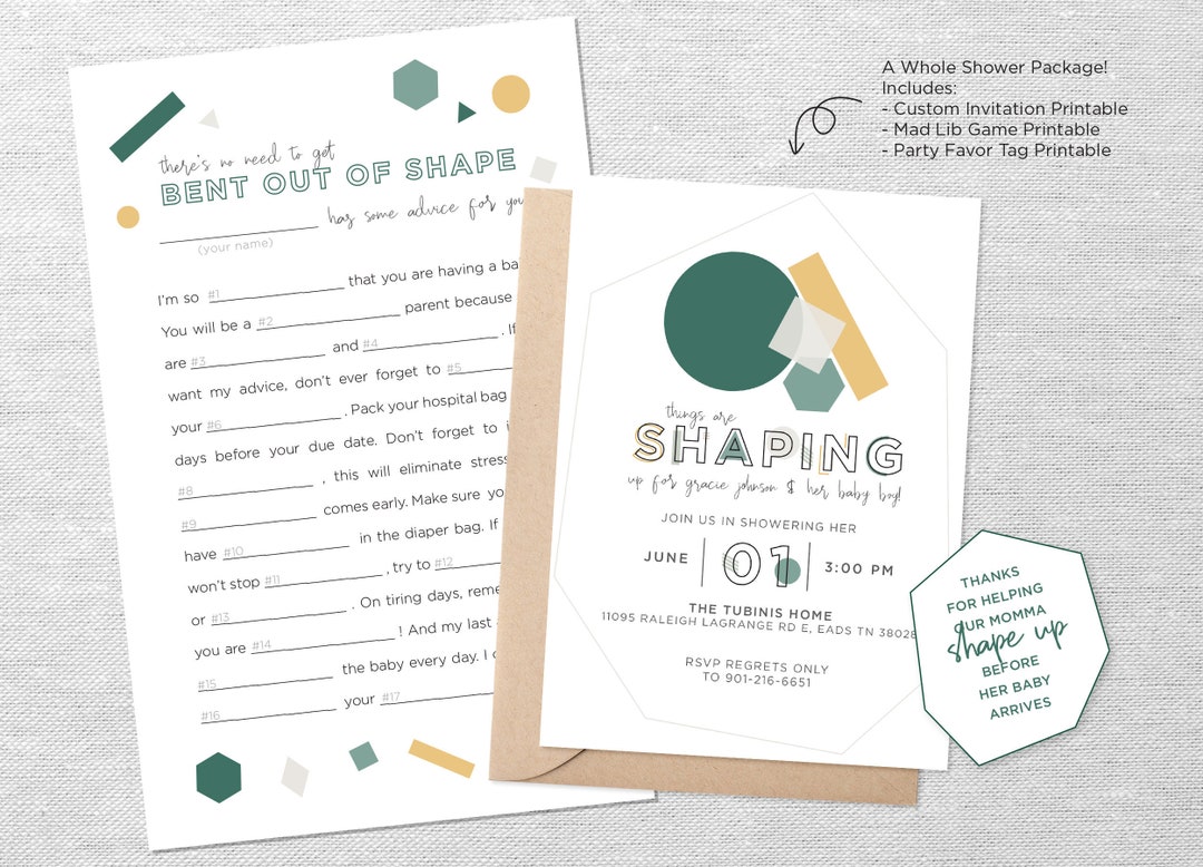 Geometric Shapes Baby Shower Package / Modern Shapes Invitation, Game ...