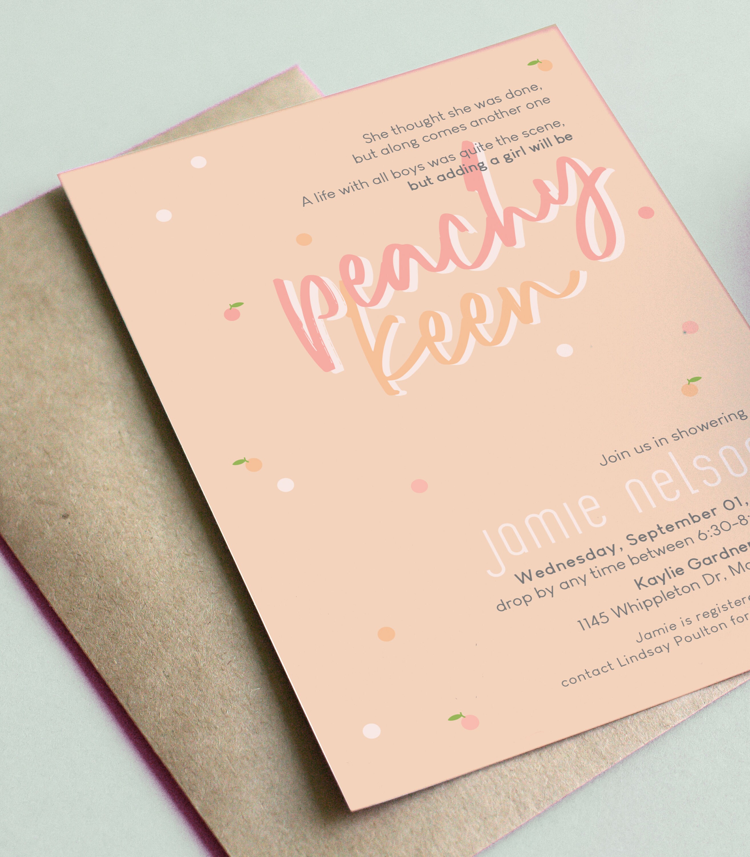 Peachy Keen Peach Baby Shower Invitation / Peaches and Cream Sweet as a ...