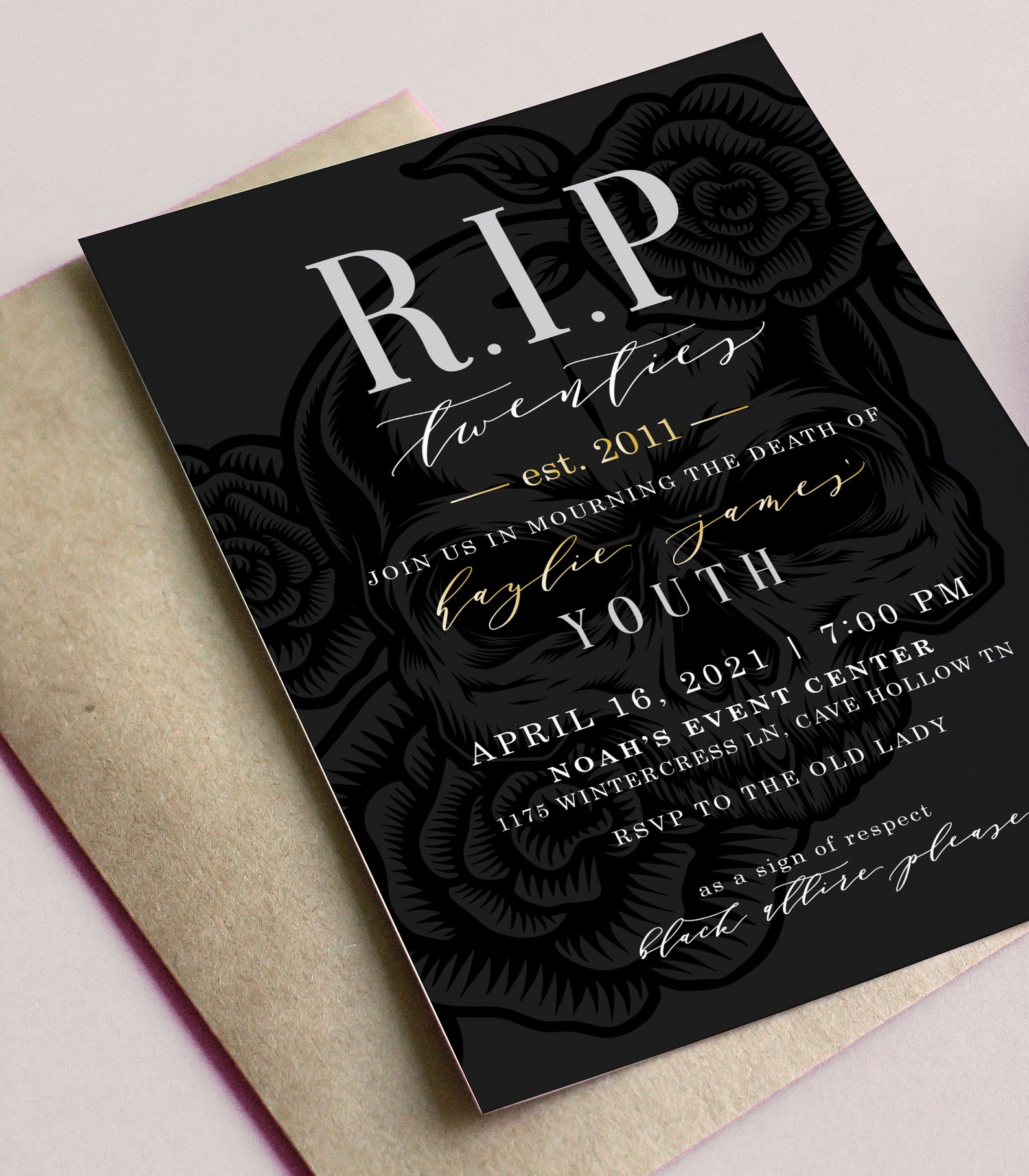 RIP Youth Birthday Invitation / Dirty Thirty Party / Murder Mystery ...
