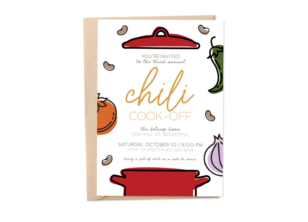 Chili Cook-off Party Invitation: Printable Contest Invite (digital ...