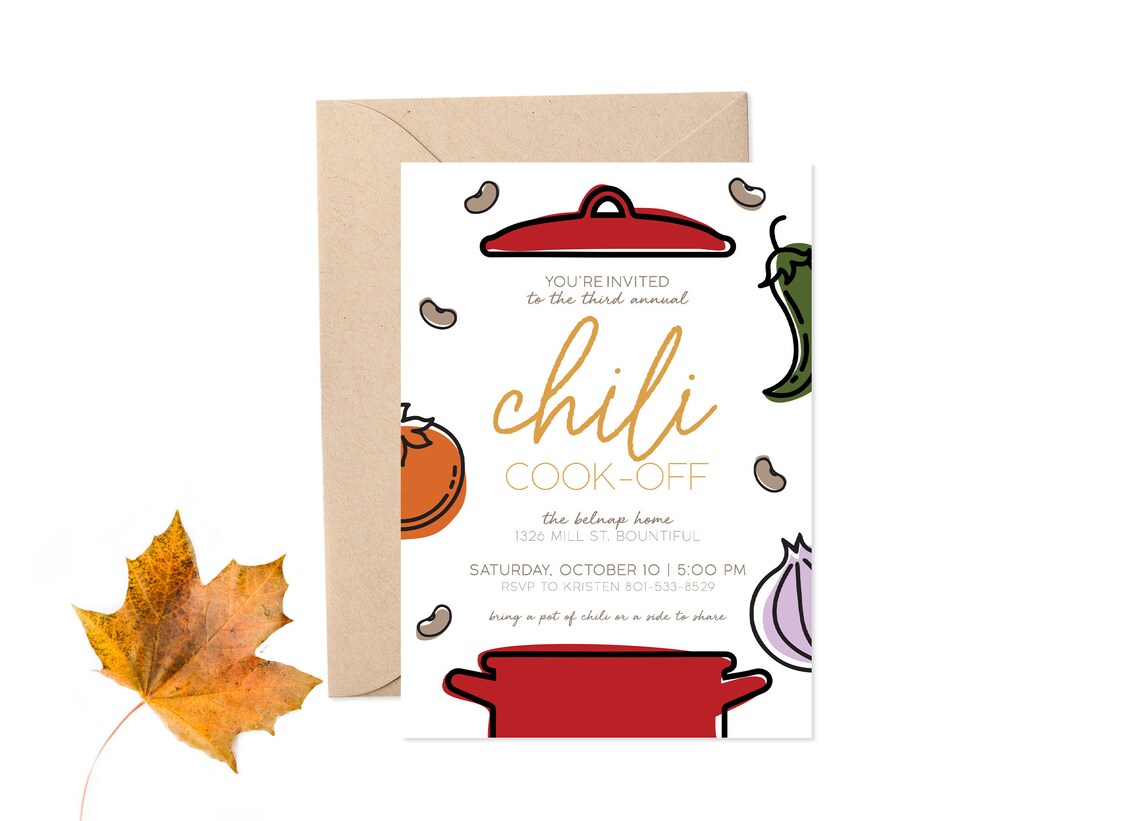 Chili Cook-off Party Invitation: Printable Contest Invite (digital ...