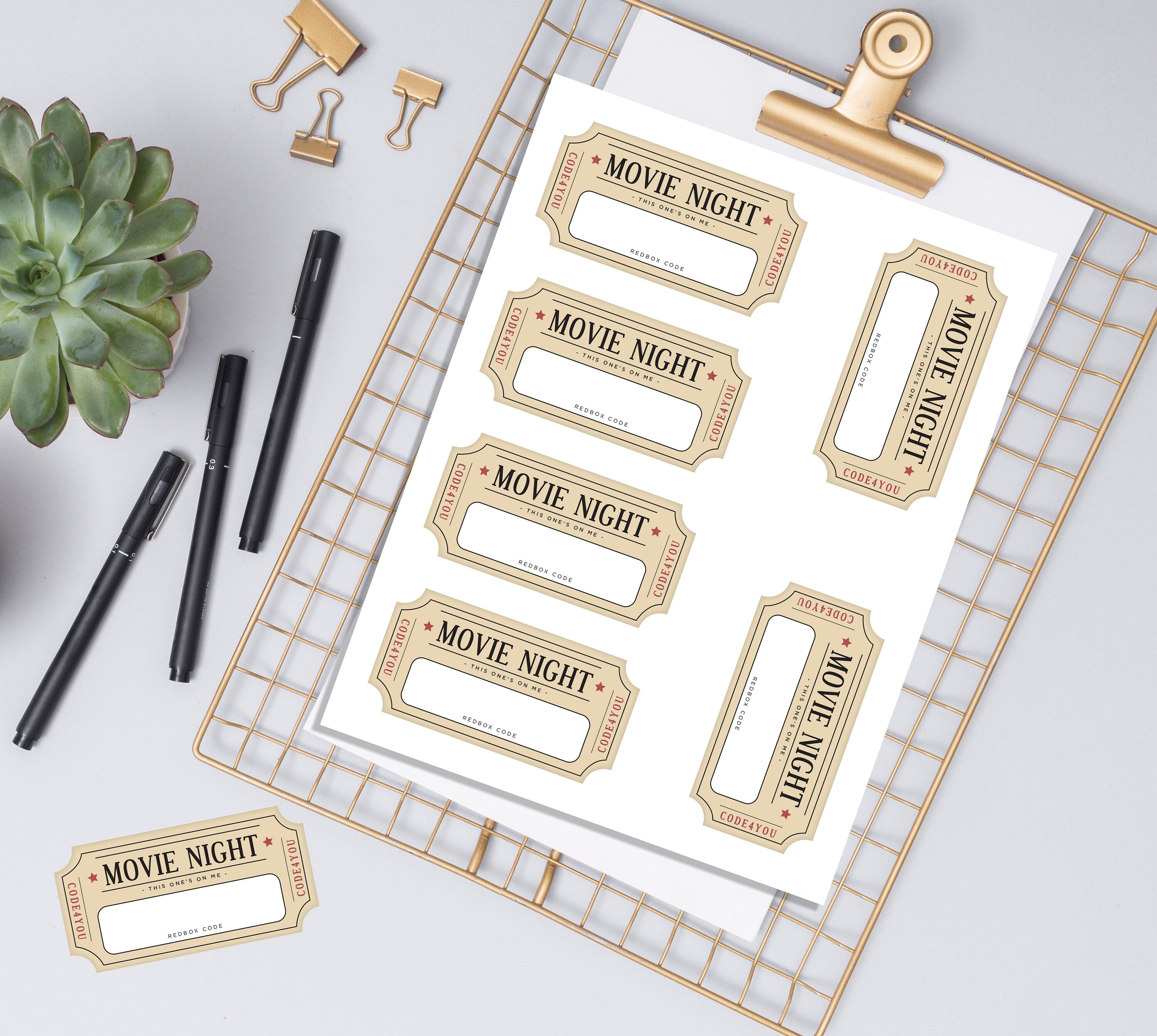 Redbox Coupon Code Printable Card / Movie Night on Me / Redbox Gift ...