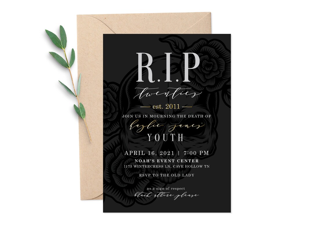 RIP Youth Birthday Invitation / Dirty Thirty Party / Murder Mystery ...